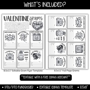 Valentines Day Candy Gram Fundraiser Flyer Forms Tag Template PTA PTO ...