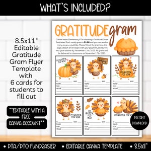 Thanksgiving Gratitude Gram Fundraiser Flyer Template, Gobble Gram ...