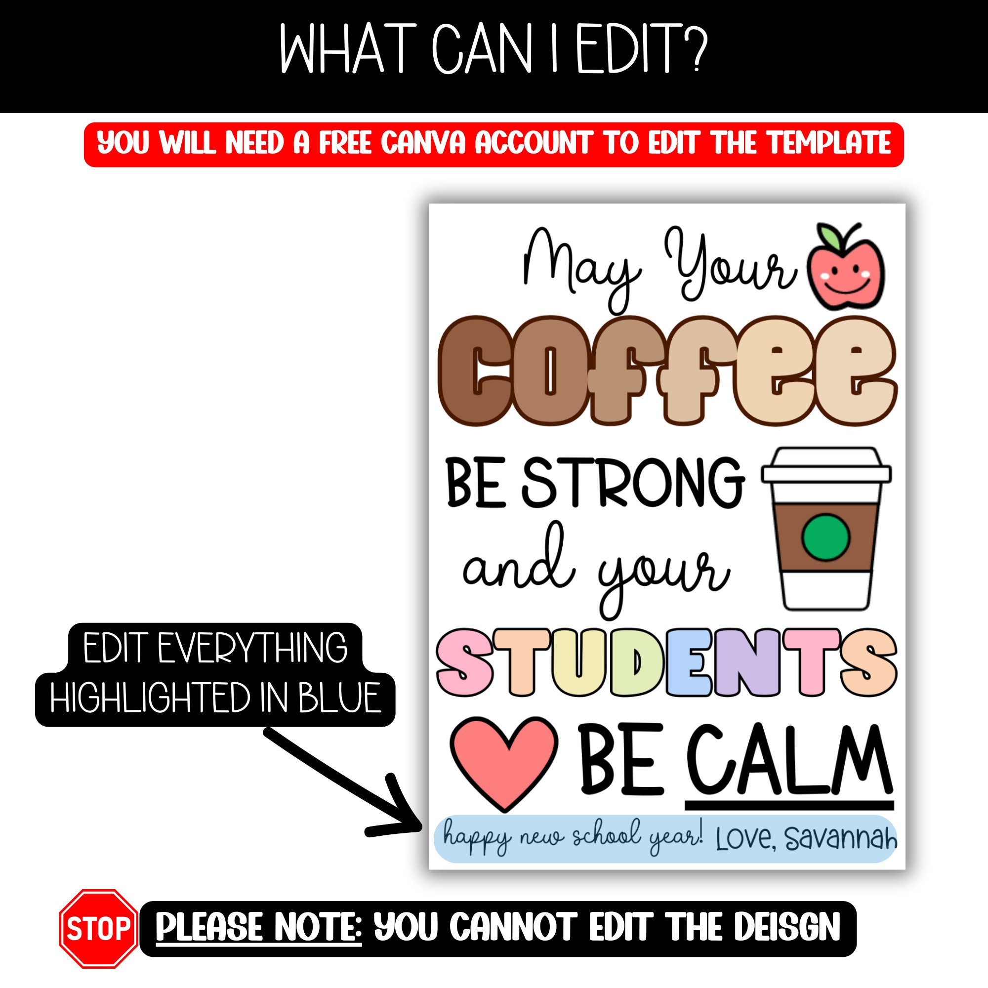 Back to School Coffee Gift Tag Teacher Gift Treat, Coffee Shop Gifts ...