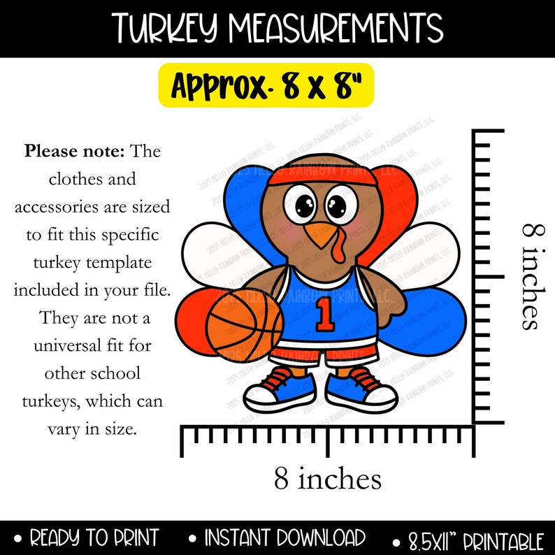 Disguise the Turkey Basketball Player Printable Craft Kit, Kids ...