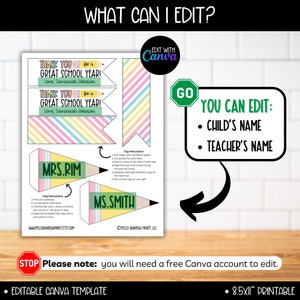 Teacher Appreciation End of School Year Gift Tag Flag, Teacher Thank ...