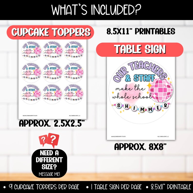 Teacher Staff Appreciation Week Cupcake Toppers Table Sign, Pop Star ...