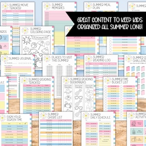 Editable Summer Planner for Kids Template, Kid Summer Reading Behavior ...