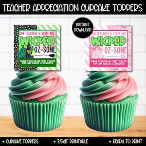 Wicked Teacher Appreciation Week Theme Cupcake Toppers, Wizard of Oz ...