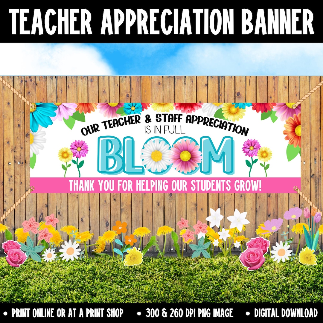 Flower Garden Teacher Staff Appreciation Week 6ft Large Banner Digital ...