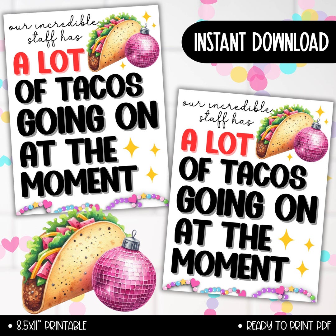 Teacher Staff Appreciation Week Taco Poster Sign Printable, Cinco De ...