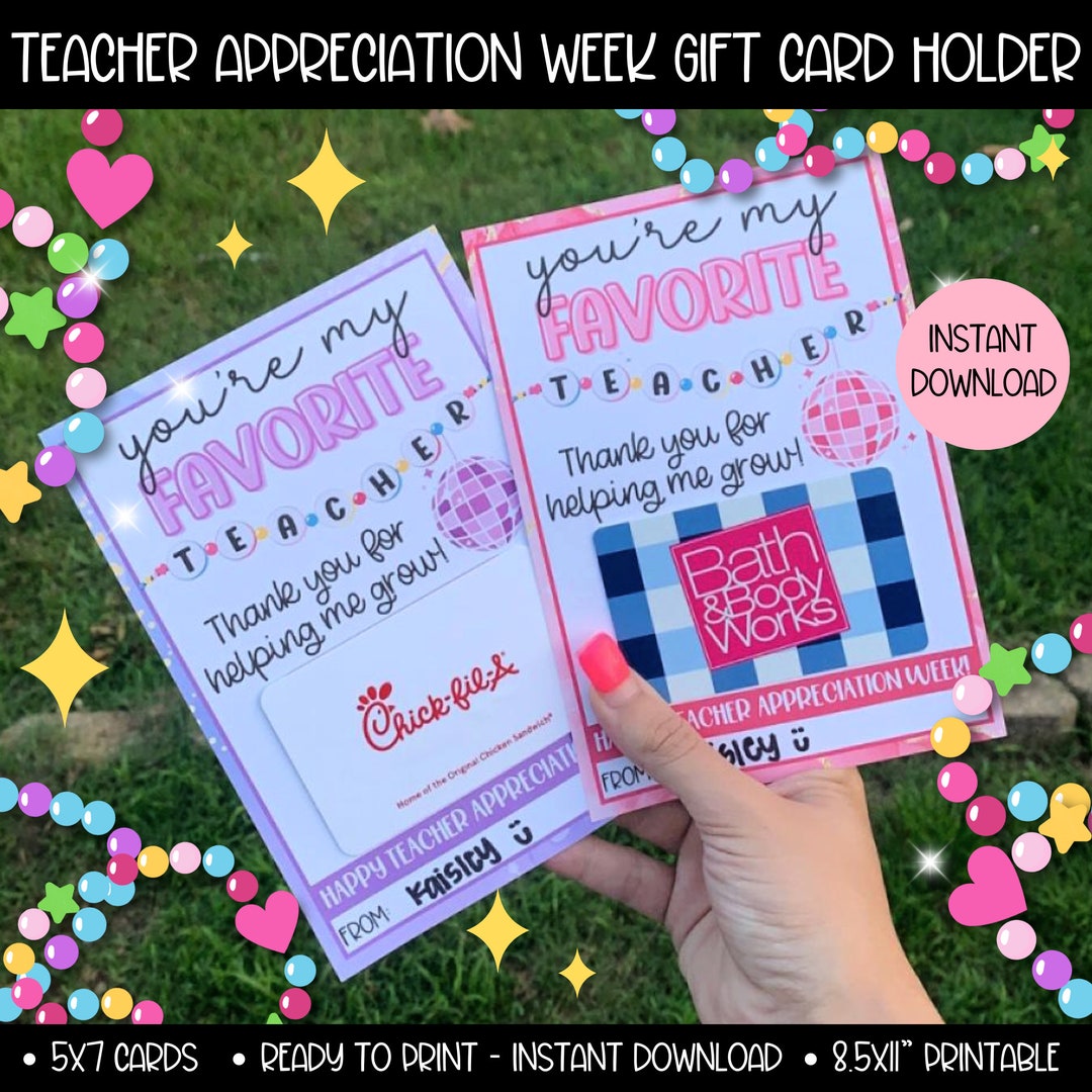 Teacher Staff Appreciation Week Gift Card Holder, Pop Star Theme ...