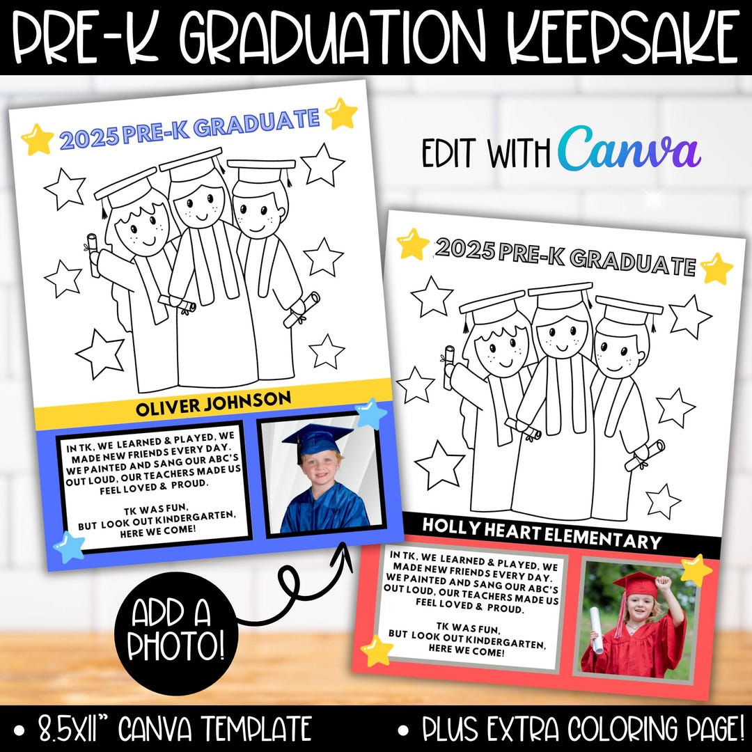 2025 Pre-k Graduate Preschool Memory Keepsake Template, Prek Graduation ...