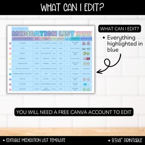 Medication Supplement List Tracker Log Chart Printable Template ...