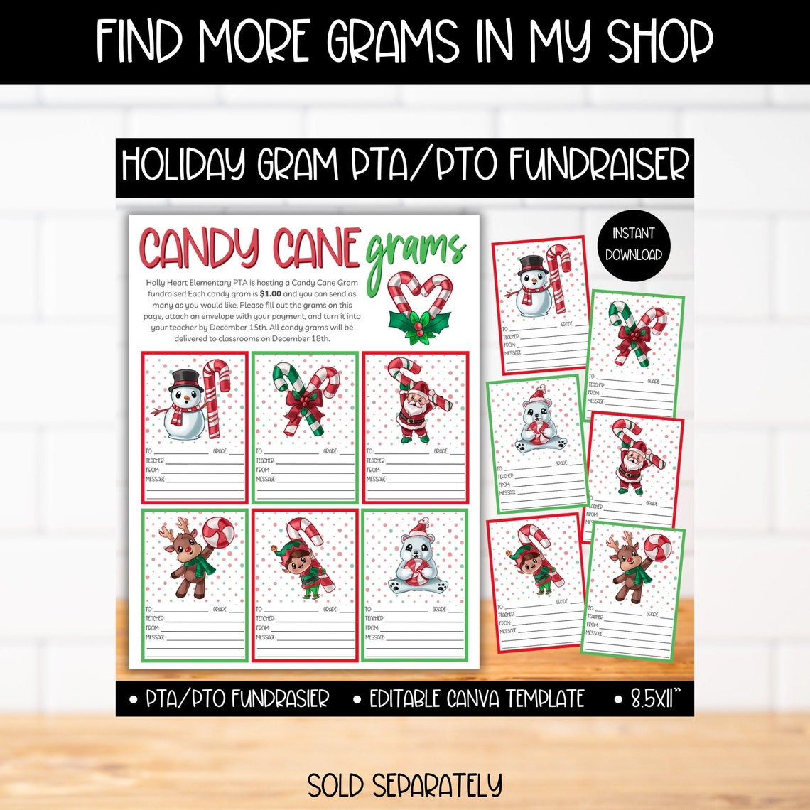 PTA PTO Retro Christmas Holiday Gram Fundraiser Flyer Template, Winter ...