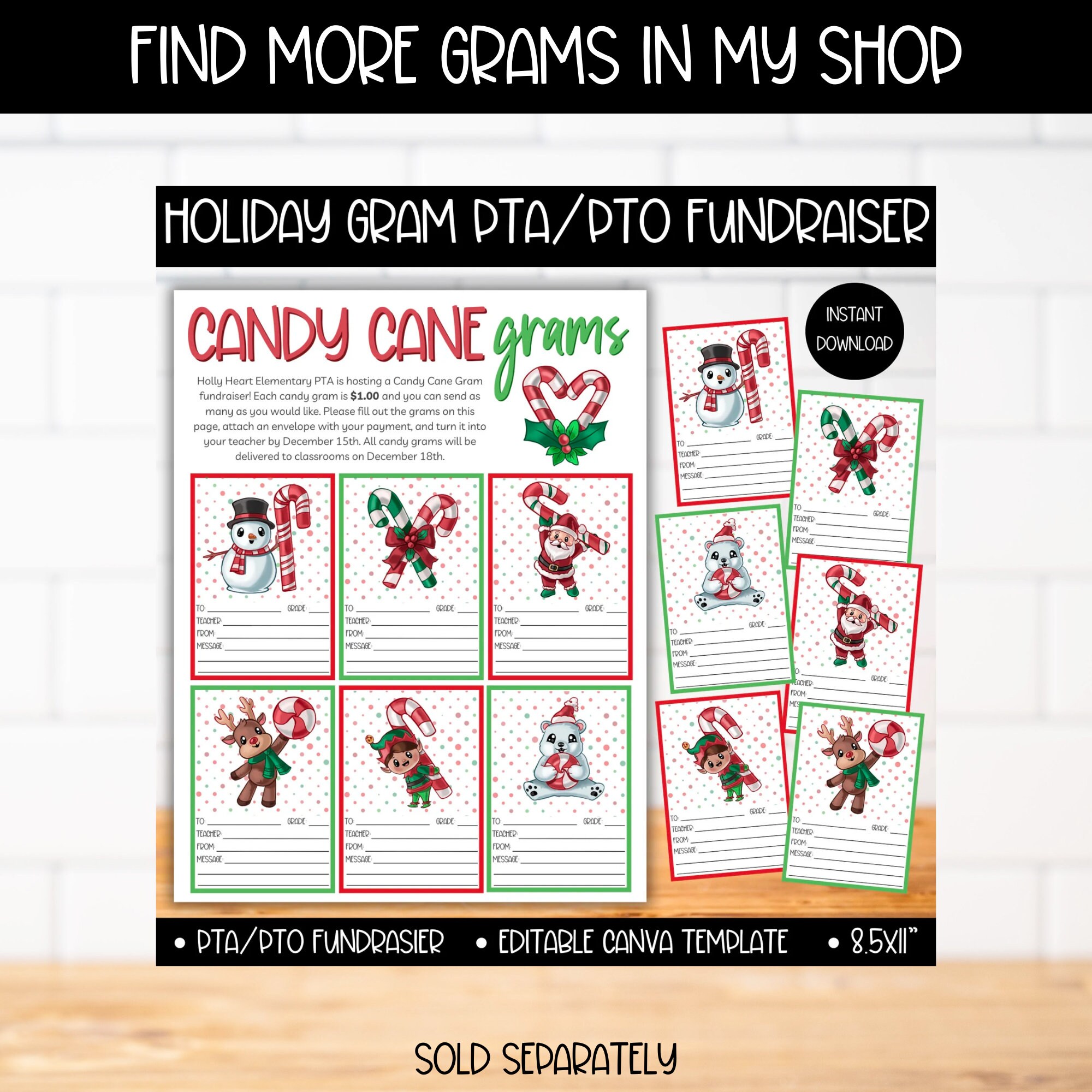 PTA PTO Retro Christmas Holiday Gram Fundraiser Flyer Template, Winter ...