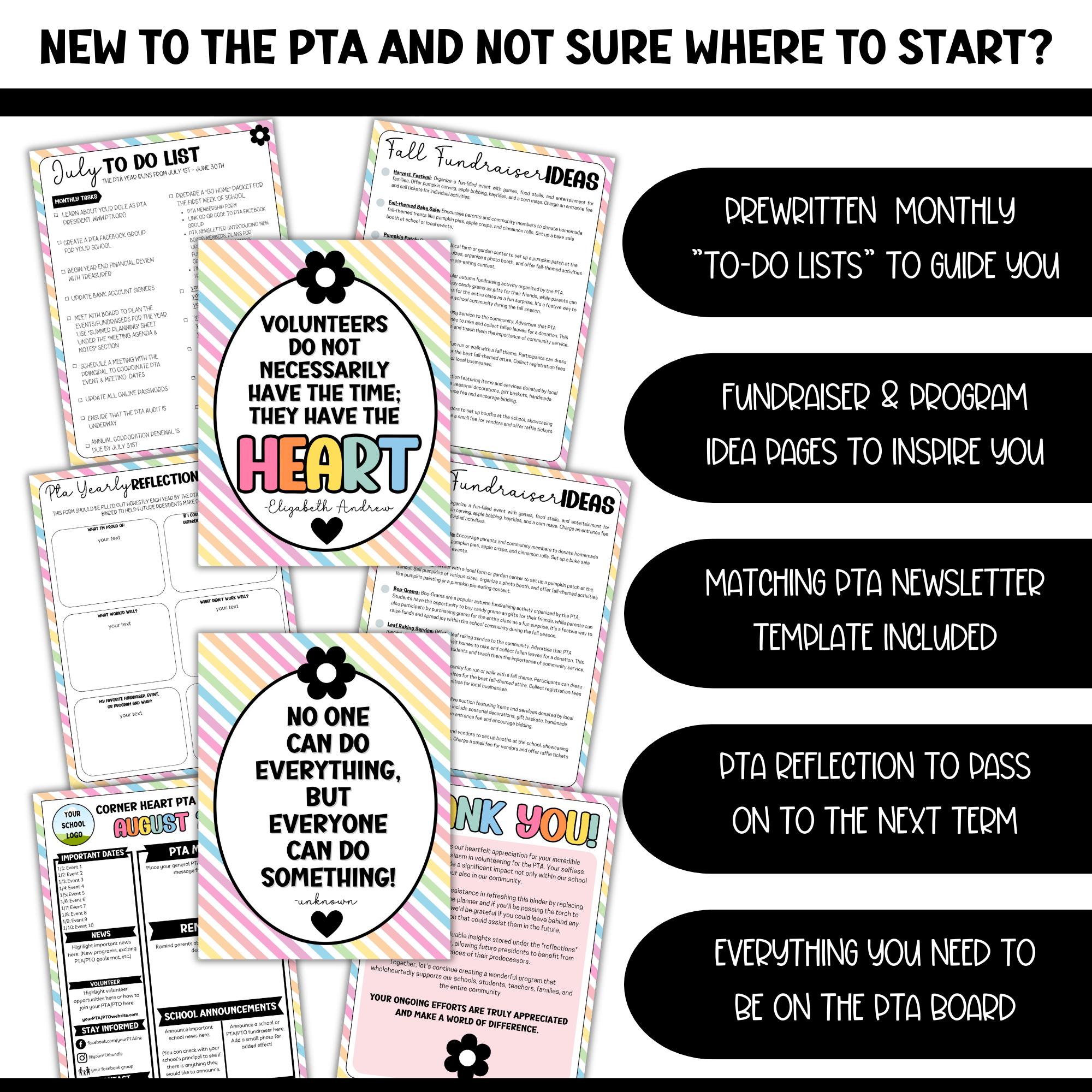 Editable PTA President Planner Canva Bundle, Back to School Organizer ...
