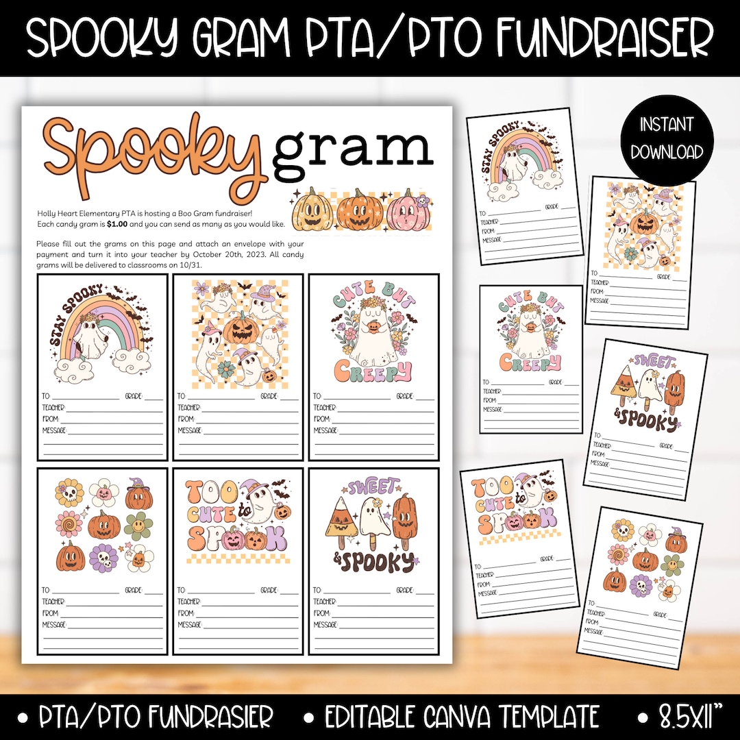 PTA PTO Boo Gram Fundraiser Flyer Template, School Fundraiser Ideas ...
