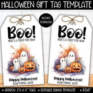 Halloween Boo Basket Printable Treat Tag Template, Boo Favor Tags ...