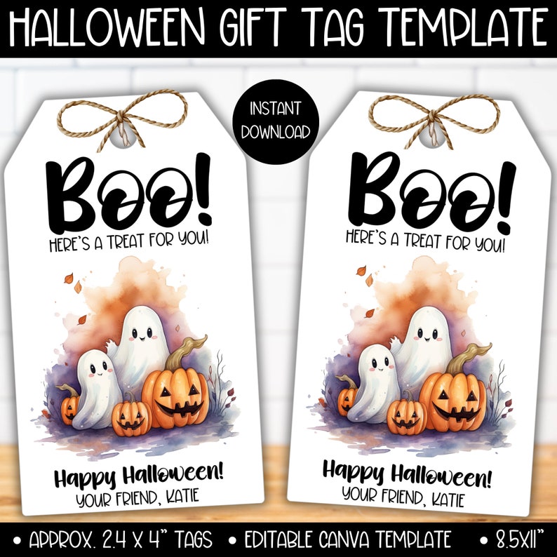Halloween Boo Basket Printable Treat Tag Template, Boo Favor Tags ...