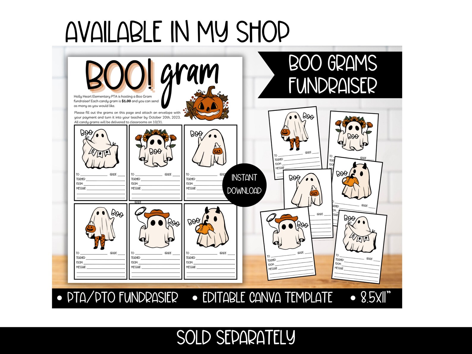 PTA PTO Boo Gram Fundraiser Flyer Template, School Fundraiser Ideas ...