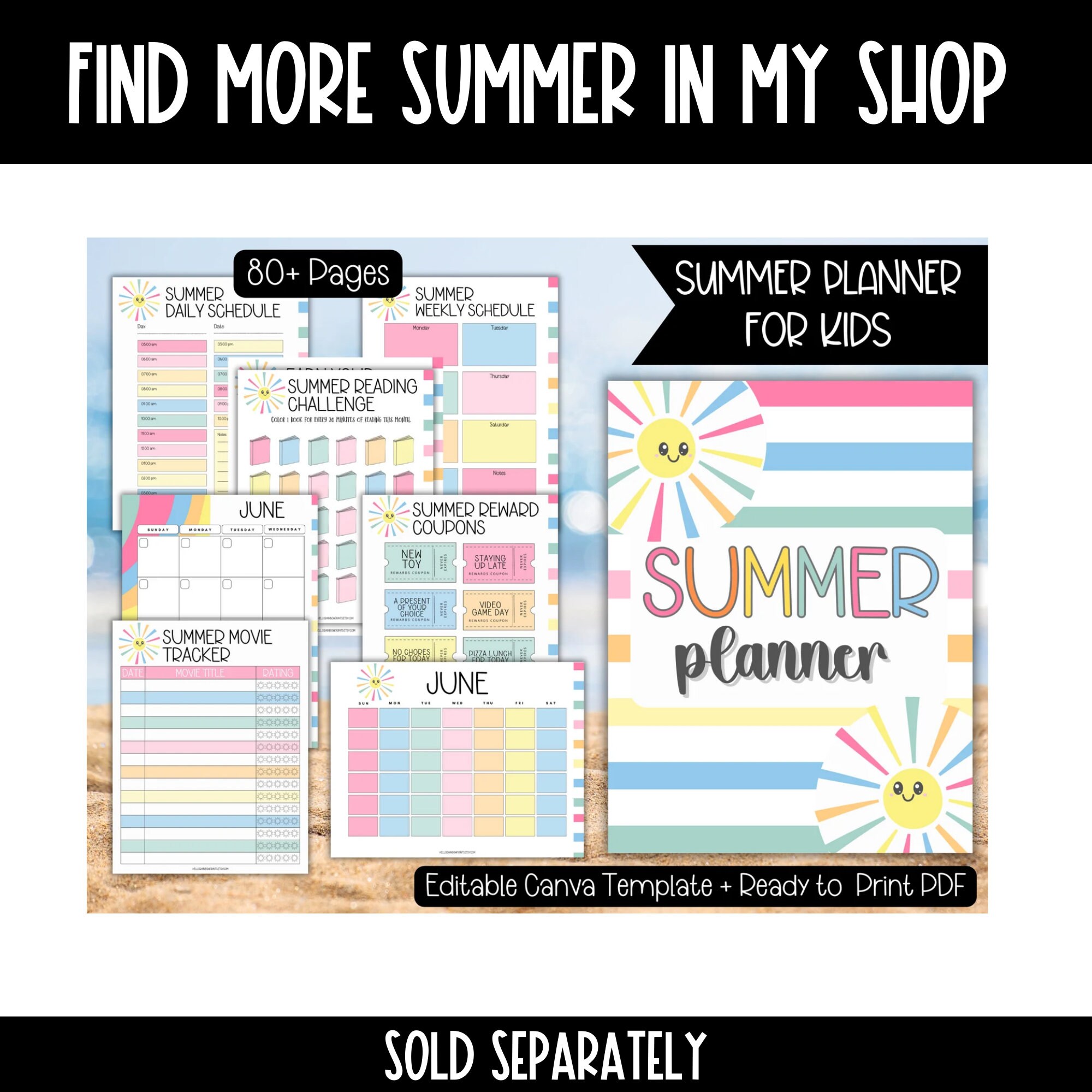 Editable Summer Planner for Kids Template, Summer Screen Time Rules ...