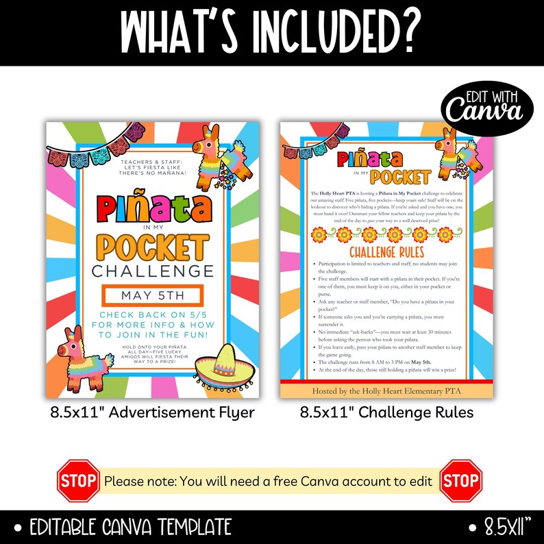 Fiesta Teacher Appreciation Game Flyer Bundle, Cinco De Mayo Piñata in ...