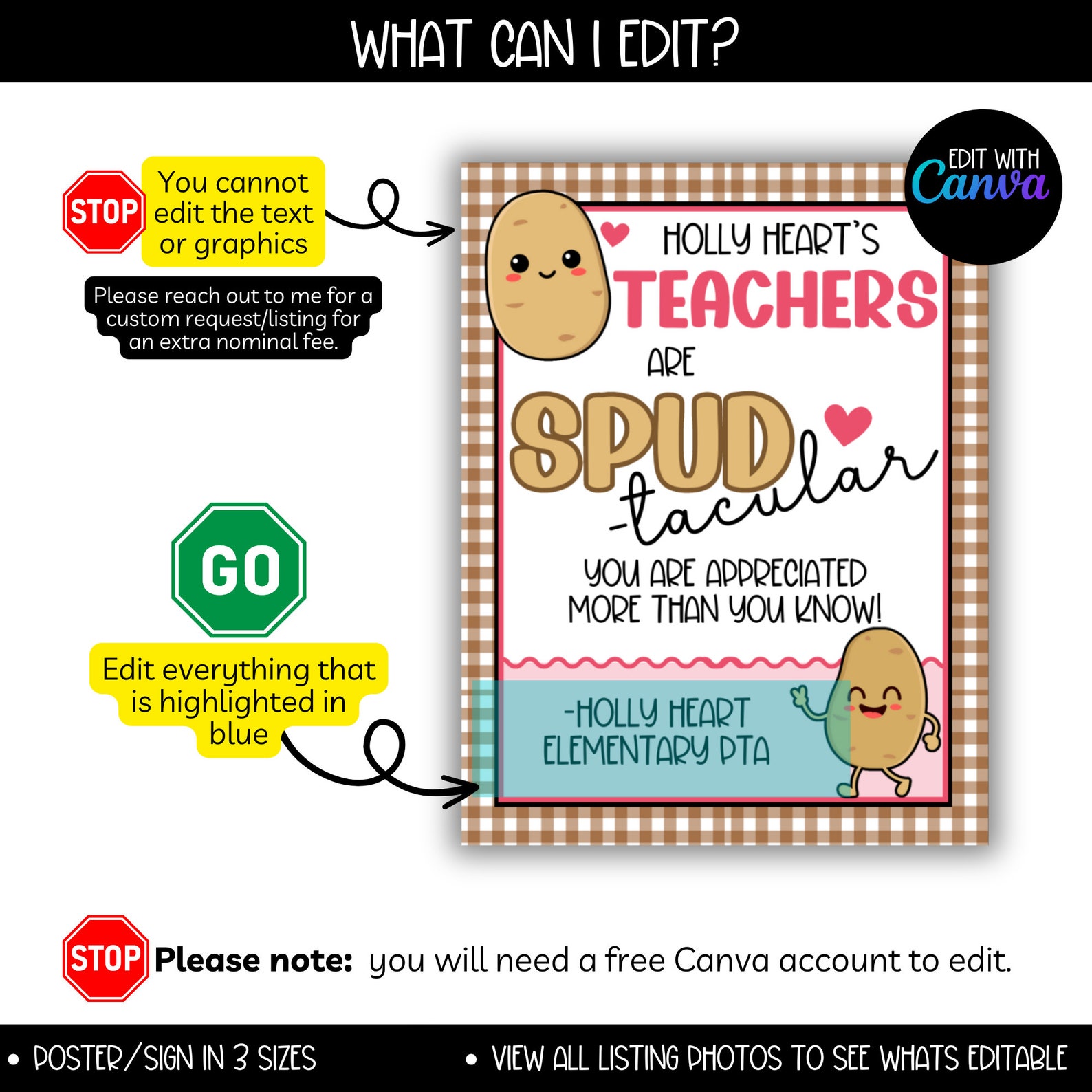 Baked Potato Bar Teacher Staff Appreciation Week Lunch Poster Sign ...