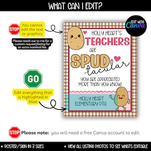 Baked Potato Bar Teacher Staff Appreciation Week Lunch Poster Sign ...