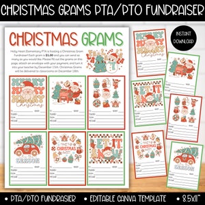 PTA PTO Retro Christmas Holiday Gram Fundraiser Flyer Template, Winter ...