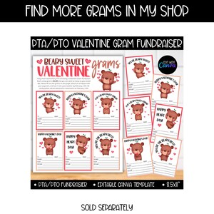 Valentines Day Candy Gram Fundraiser Flyer Forms Tag Template PTA PTO ...
