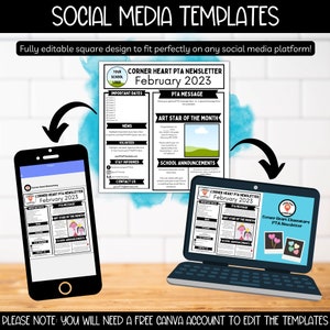PTA PTO Monthly Newsletter Flyer Bundle Canva Template, Pta Pto School ...