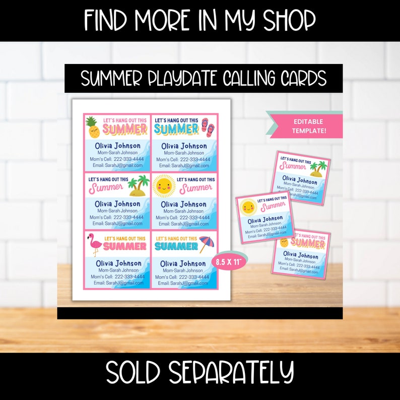 Lolli Pop Playdate Calling Card Template Boy, Summer Play Date Treat ...