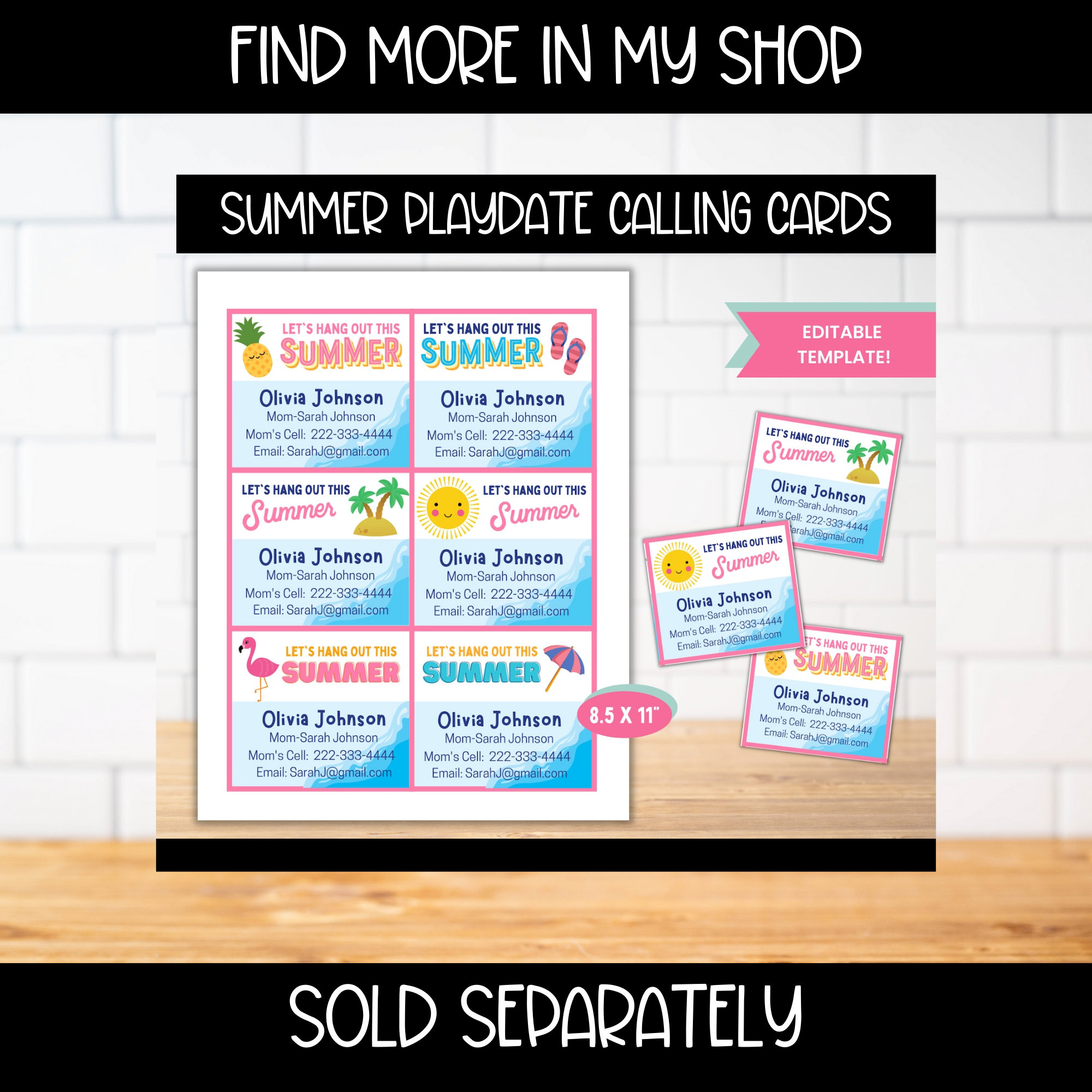 Lolli Pop Playdate Calling Card Template Boy, Summer Play Date Treat ...