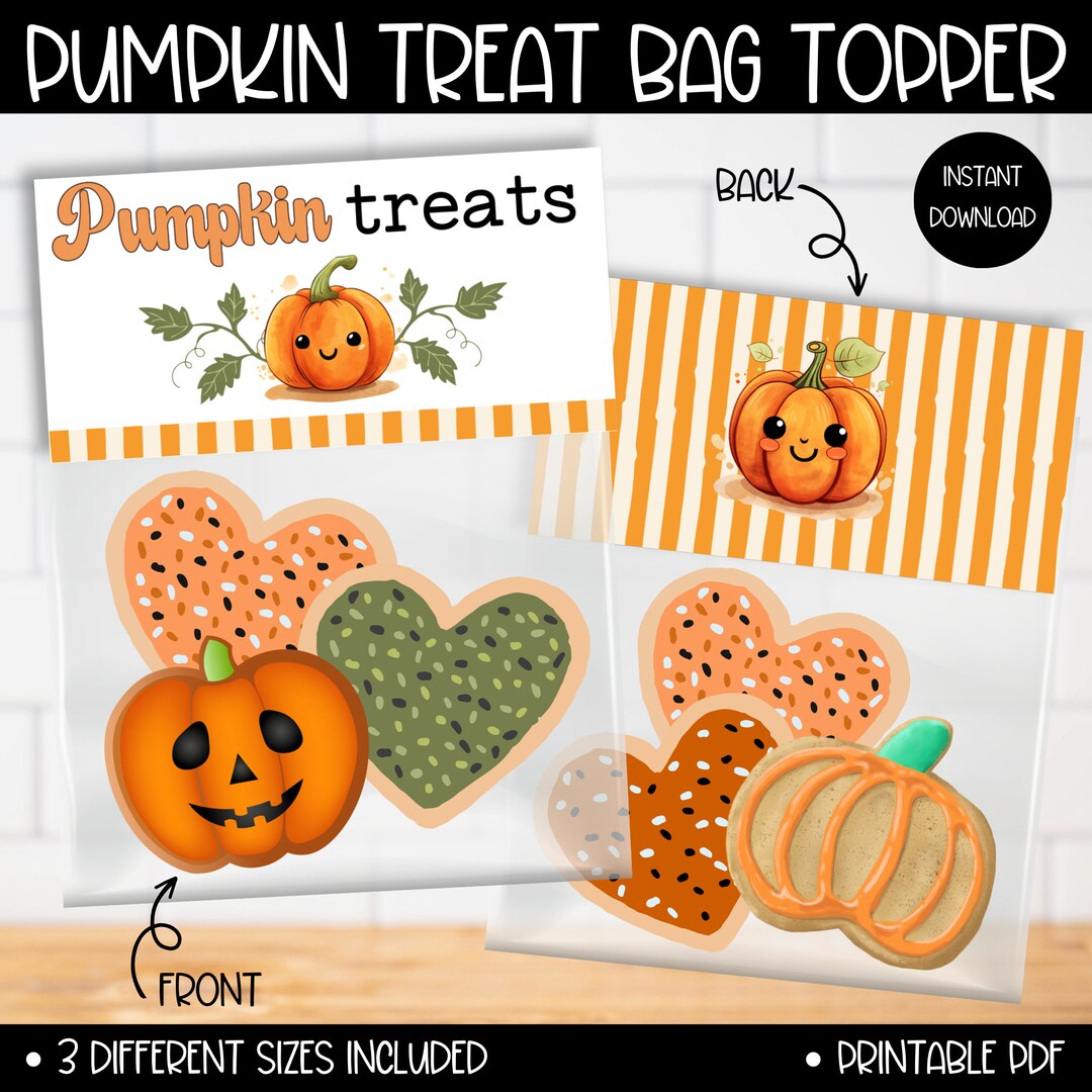 Halloween Pumpkin Treat Bag Topper for Class Party, Halloween Cookies ...