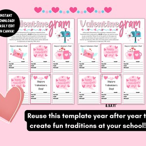 PTA PTO Valentine's Day Candy Gram School Fundraiser Flyer Template ...