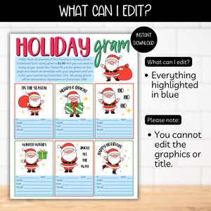 PTA PTO Christmas Santa Holiday Gram Fundraiser Flyer Template, Winter ...