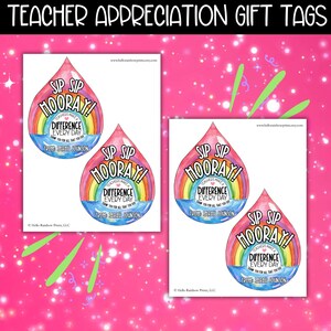 Teacher Appreciation Water Bottle Tumbler Gift Tag, Editable Sip Sip ...