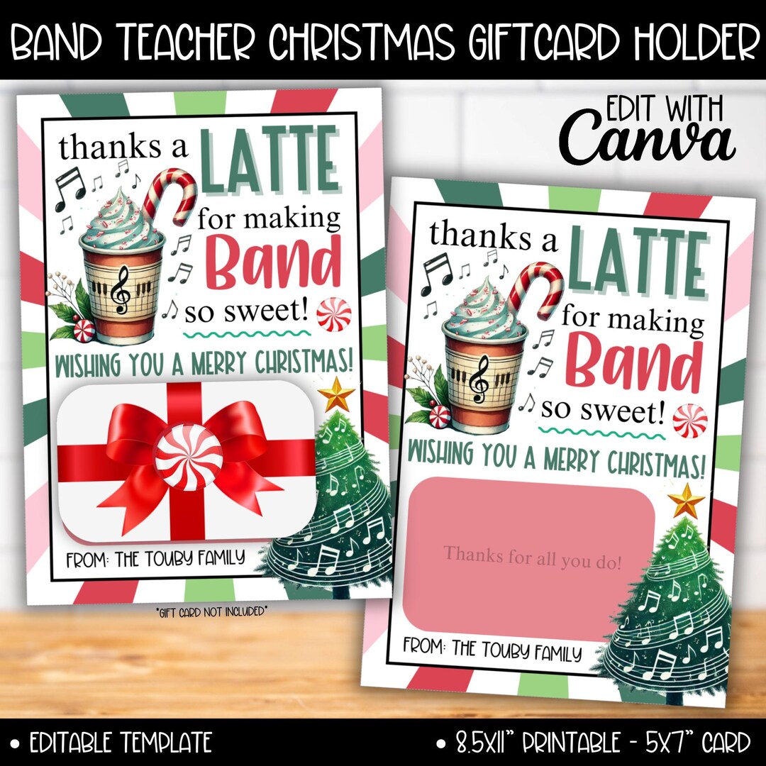 Band Teacher Christmas Coffee Gift Card Holder, Holiday Band Director ...