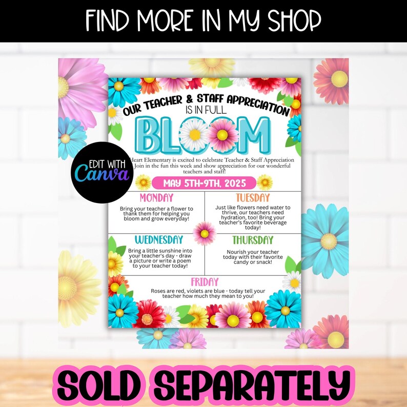 Flower Garden Teacher Staff Appreciation Week 6ft Large Banner Digital ...