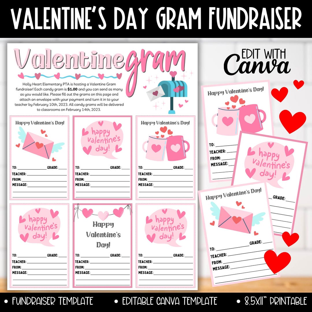 Valentine's Day Candy Gram Lollipop Tag Holder, Editable School ...