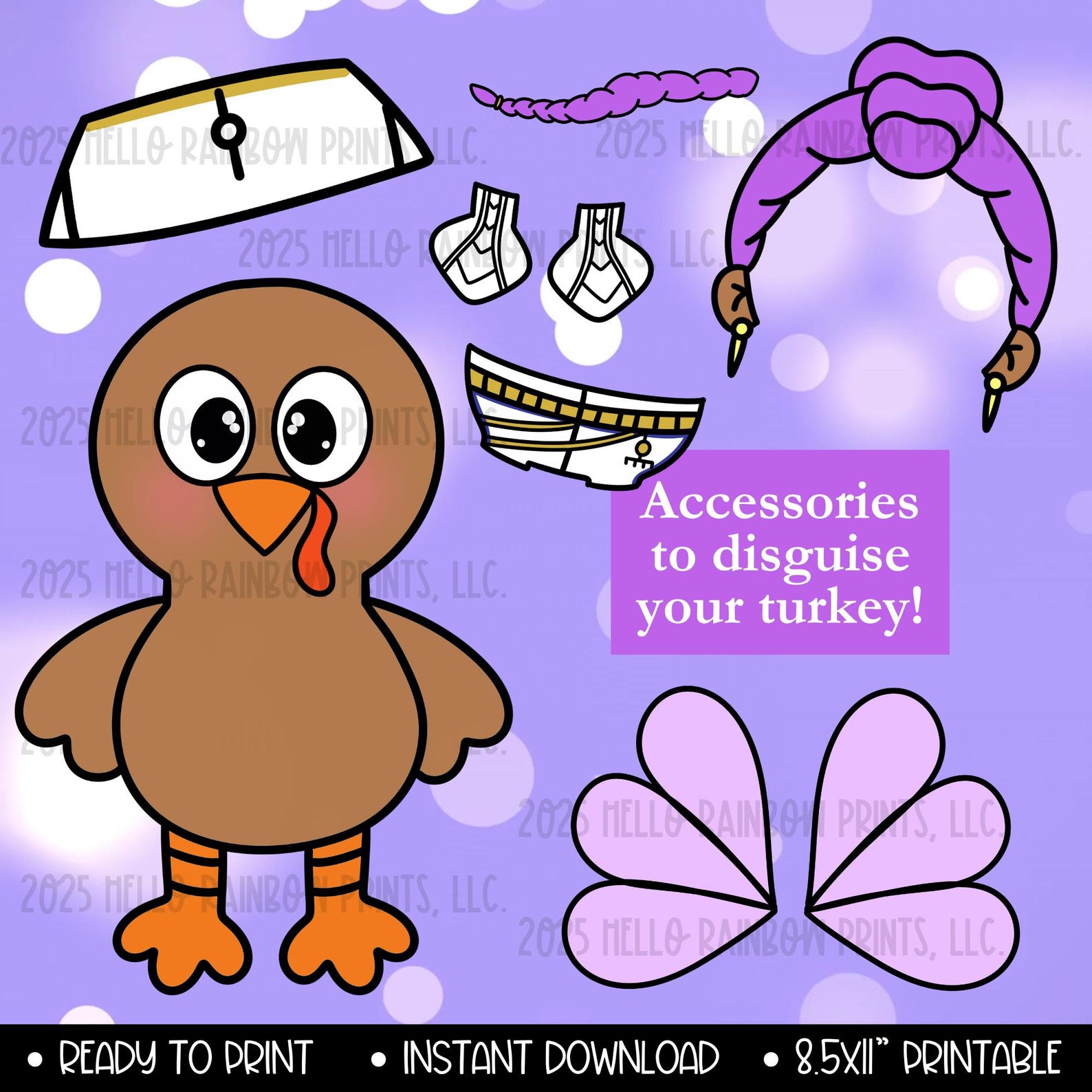 Disguise the Turkey Kpop Hunter Printable Craft Kit, Rumi Coloring ...