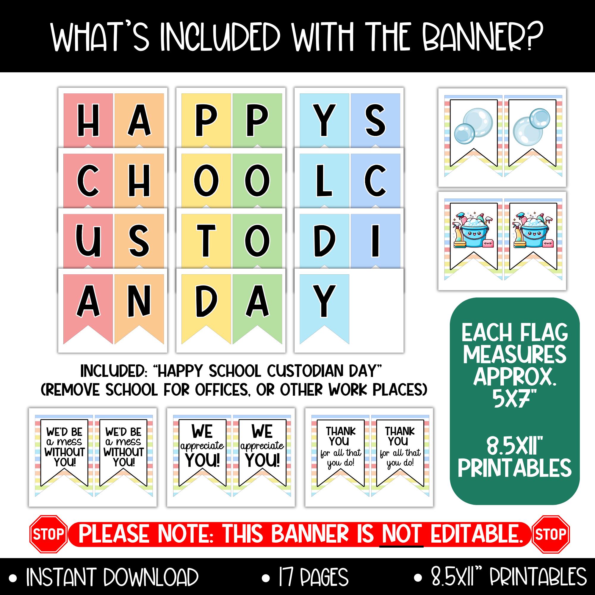 Custodians Appreciation Day Gift Tags Banner Bundle, Custodian Janitor ...