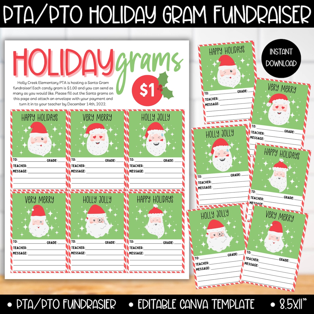 PTA PTO Christmas Holiday Gram Fundraiser Flyer Template, Winter School ...