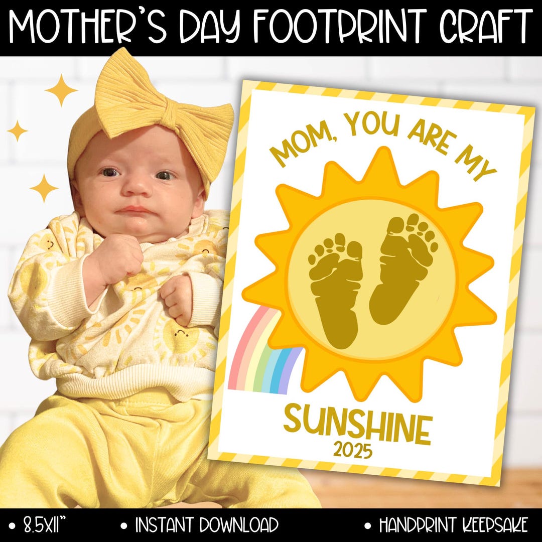 Mother's Day Mom You Are My Sunshine Footprint Handprint Kit Craft Kids ...