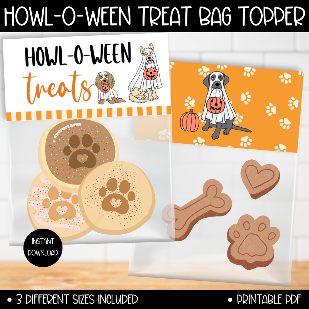 Howl-o-ween Treat Bag Topper, Halloween Dog Treat Bags, Howloween, Howl ...