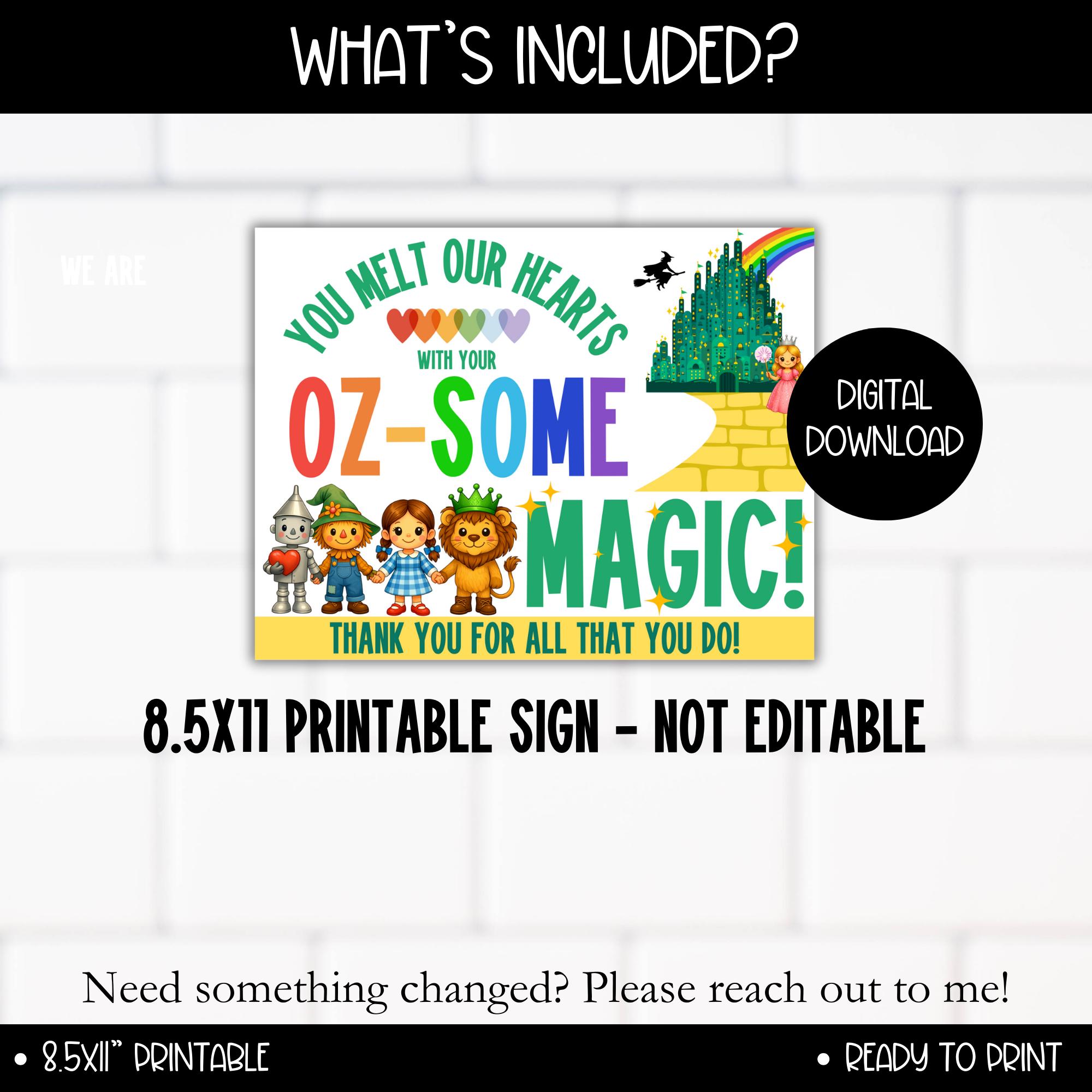 Wizard of Oz Teacher Staff Appreciation Week Poster Sign, Ice Cream ...