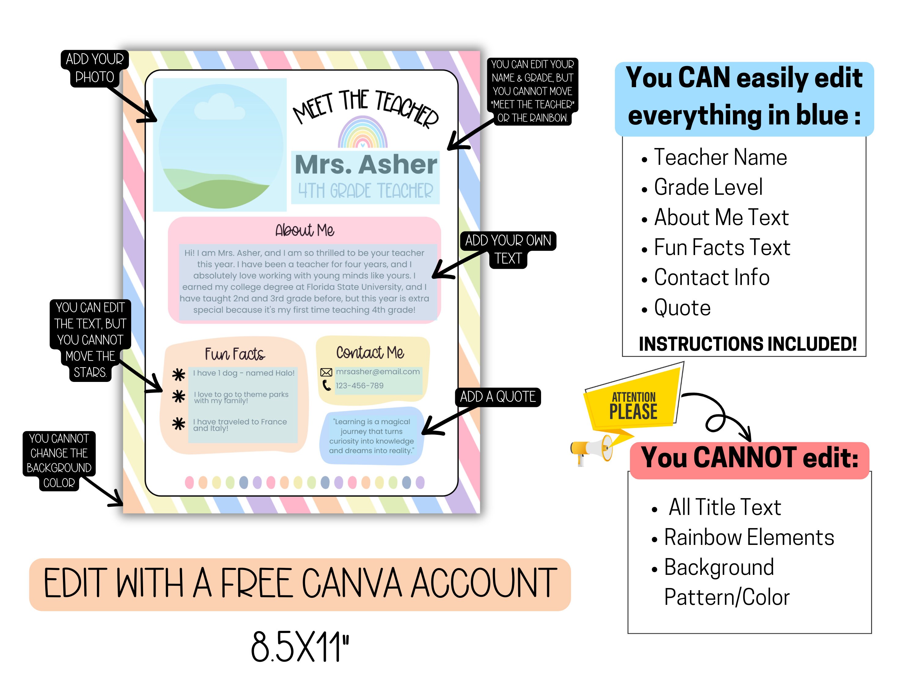 Meet the Teacher Flyer Editable Template Classroom Open - Etsy