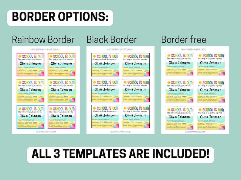 Editable Playdate Calling Card for Kid Printable Summer Play - Etsy