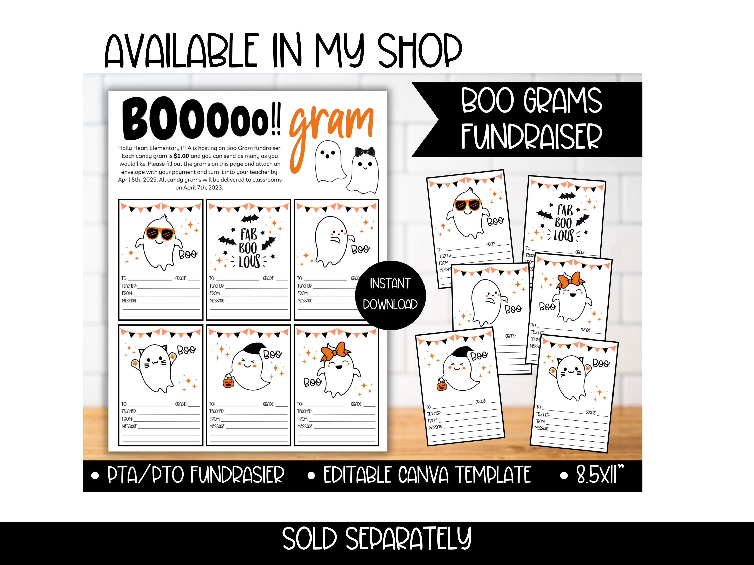PTA PTO Boo Gram Flyer Template, School Fundraiser Ideas, Boo Gram ...