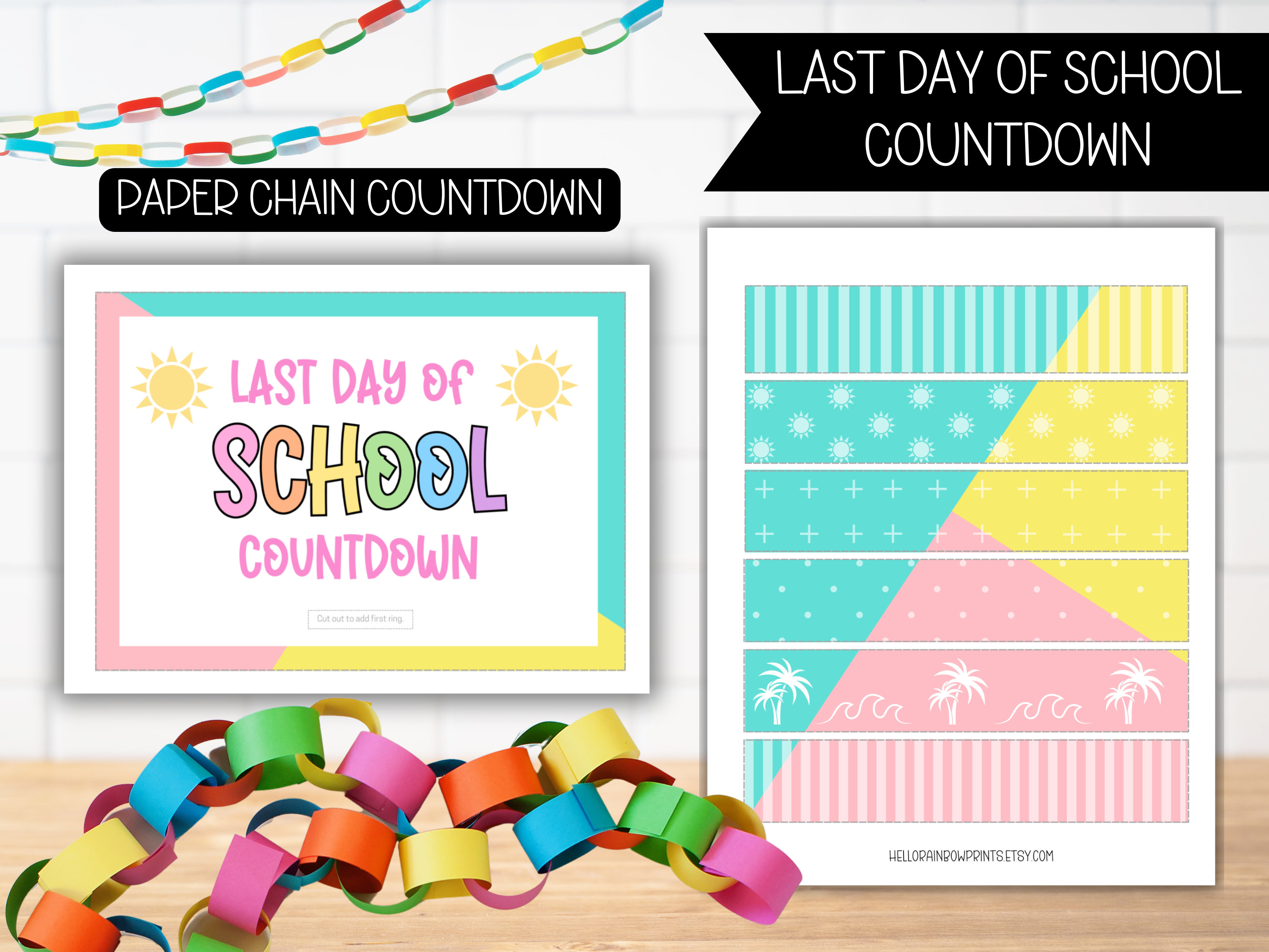 Last Day of School Countdown Printable Countdown Paper Chain - Etsy UK