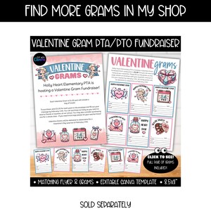 Valentines Day Candy Gram Fundraiser Flyer Forms Tag Template PTA PTO ...