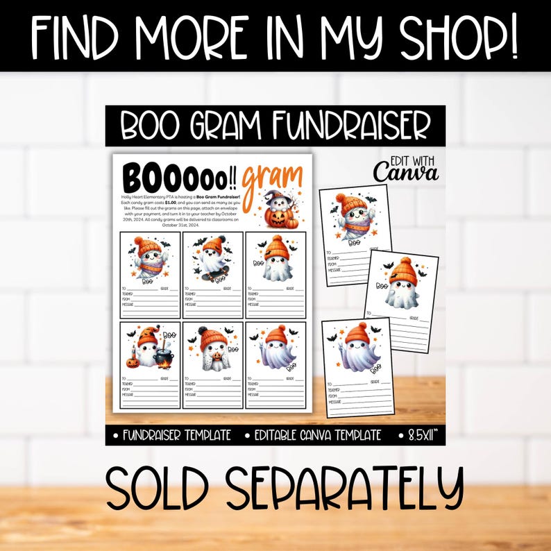 Editable Halloween Boo Gram Fundraiser Bundle, School Boo Grams Order ...