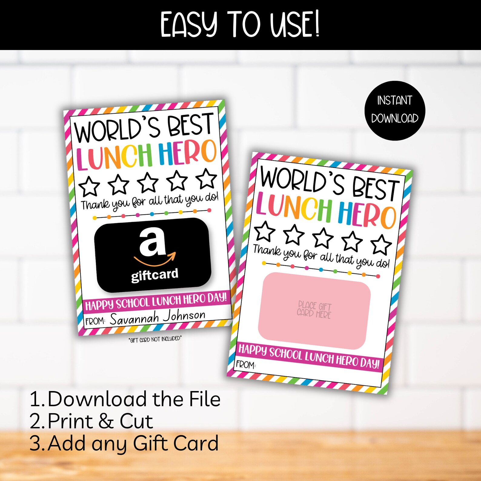 School Lunch Hero Appreciation Day Gift Card Holder, School Lunch Lady Thank You Gifts, School ...