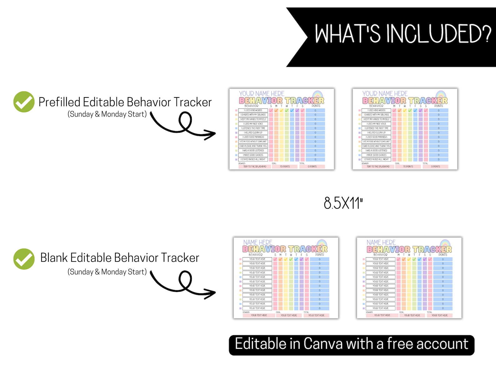 Editable Behavior Tracker for Kids, Good Behavior Chart, Toddler Kid ...